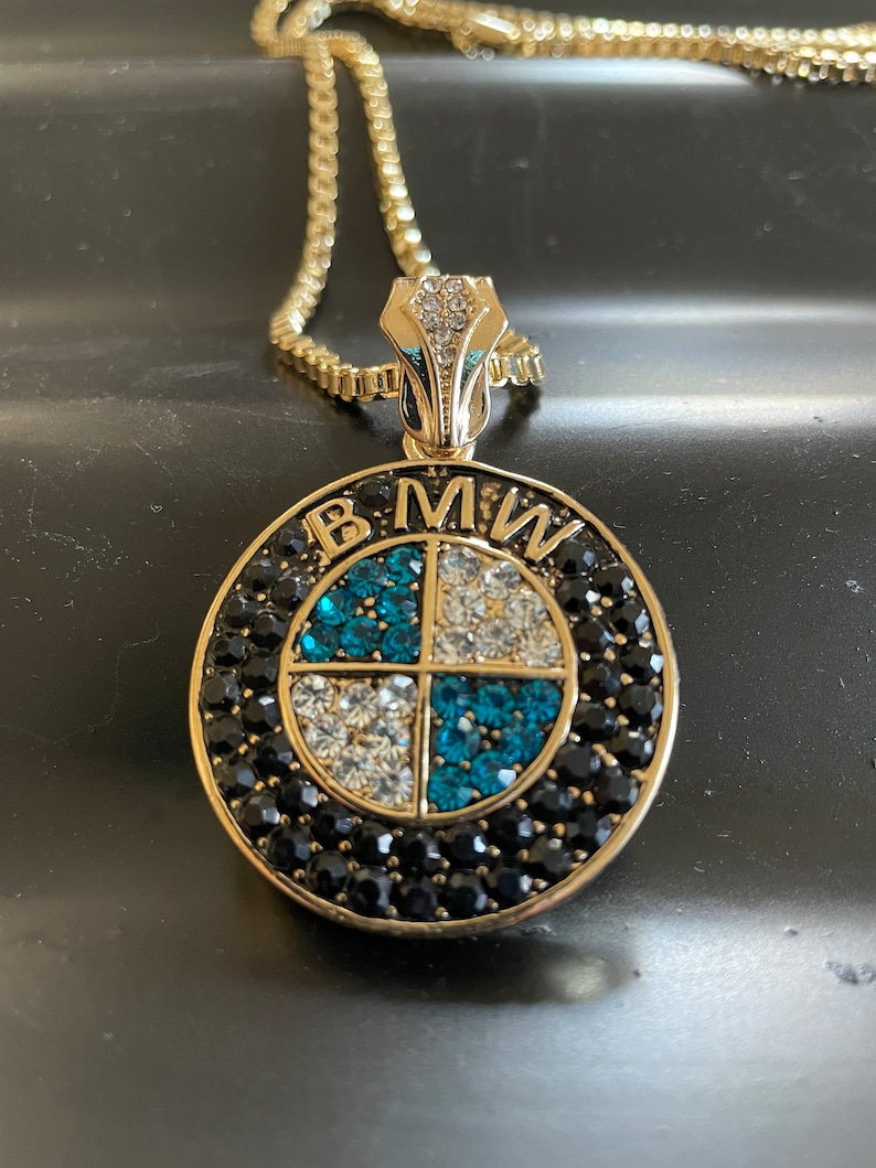 BMW BLUE -14K Gold Plated-black EMBLEM Pendant 1.5” Limited - Etsy