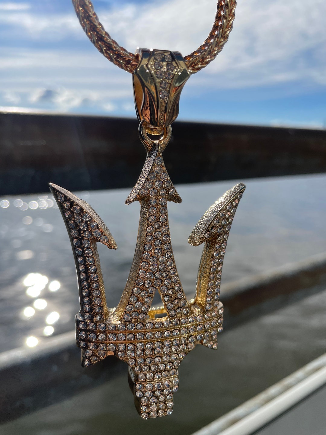 Large 4” Maserati Gold Pendant & 36” Chain - Etsy