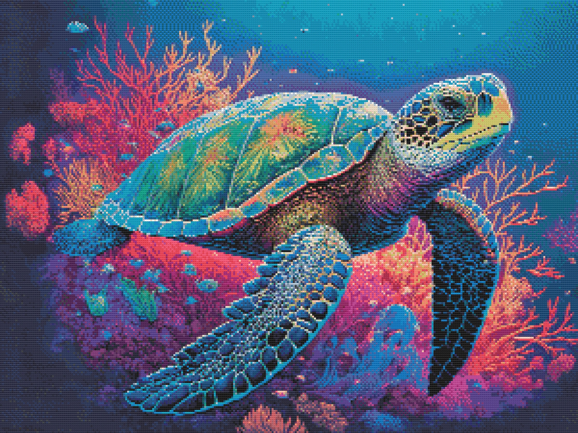 Sea Turtle Cross Stitch Pattern Colorful Coral Turtles Counted Cross ...