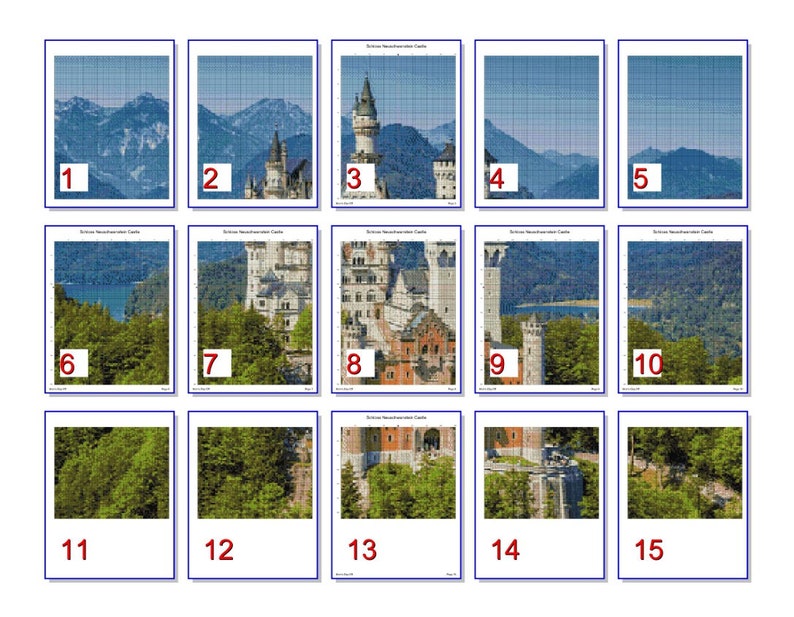 Schloss Neuschwanstein Castle Cross Stitch Pattern Bavaria Germany ...