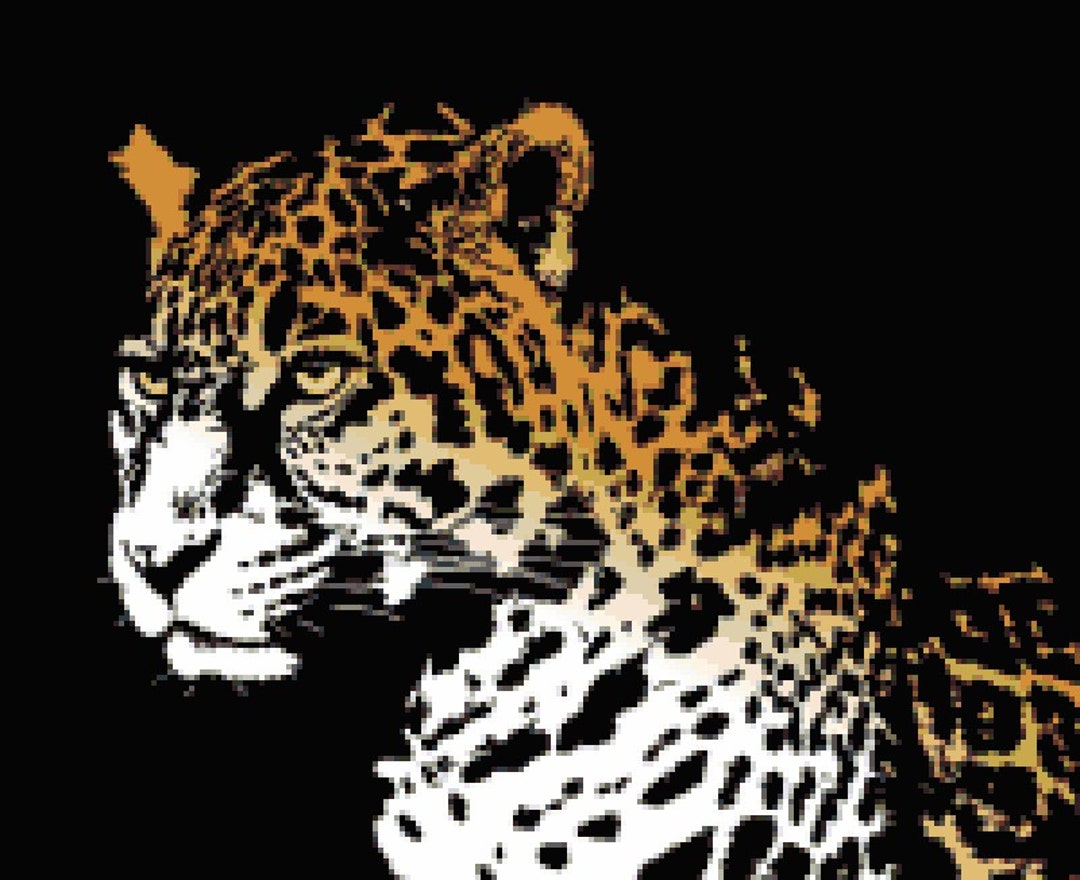 Jaguar Counted Cross Stitch Pattern - Leopard Pixel Art Pattern ...