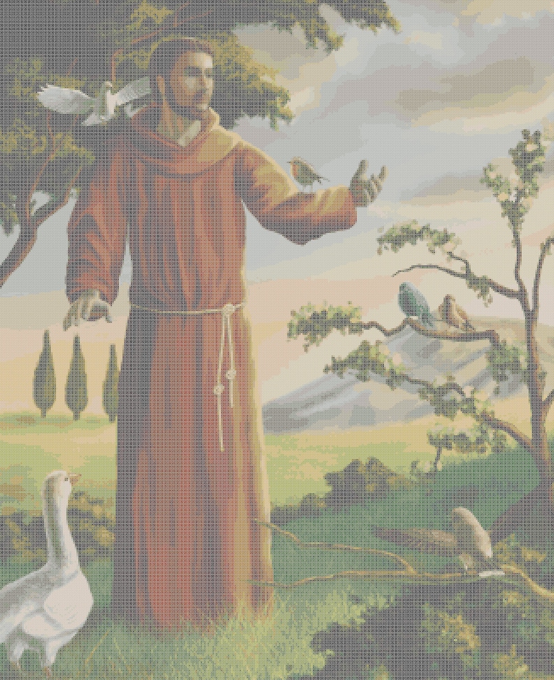 St. Francis of Assisi Counted Cross Stitch Pattern - Roman Catholic ...