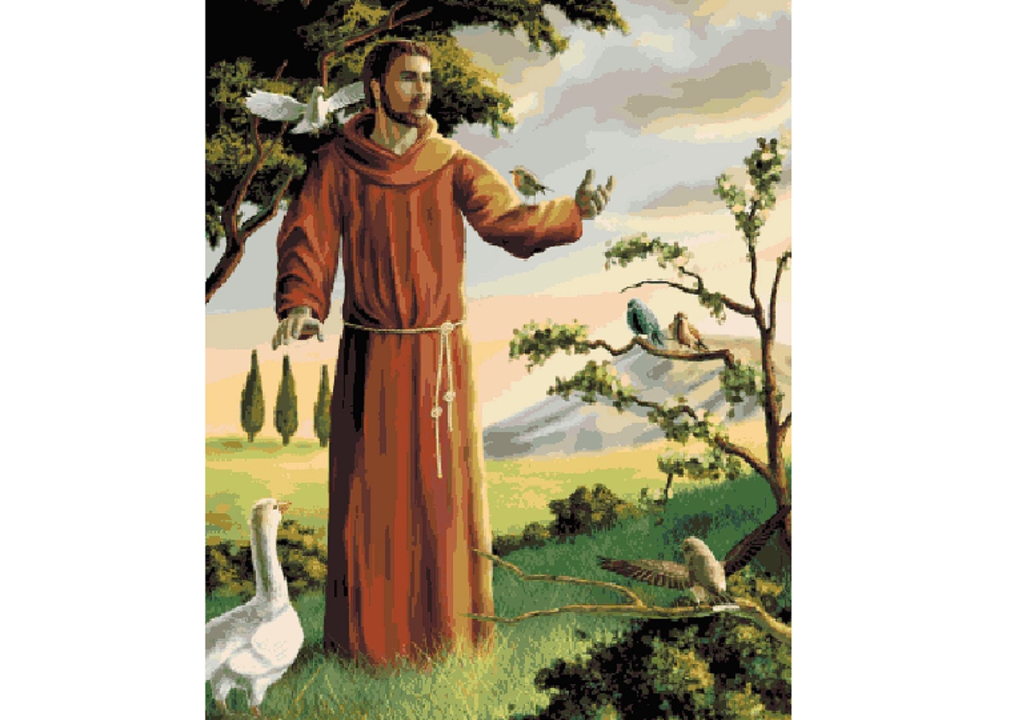 St. Francis of Assisi Counted Cross Stitch Pattern - Roman Catholic ...