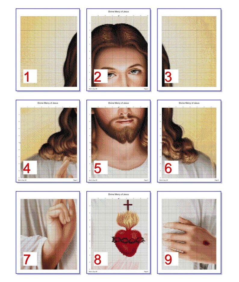 Divine Mercy of Jesus Cross Stitch Pattern, Biblical Sacred Heart ...