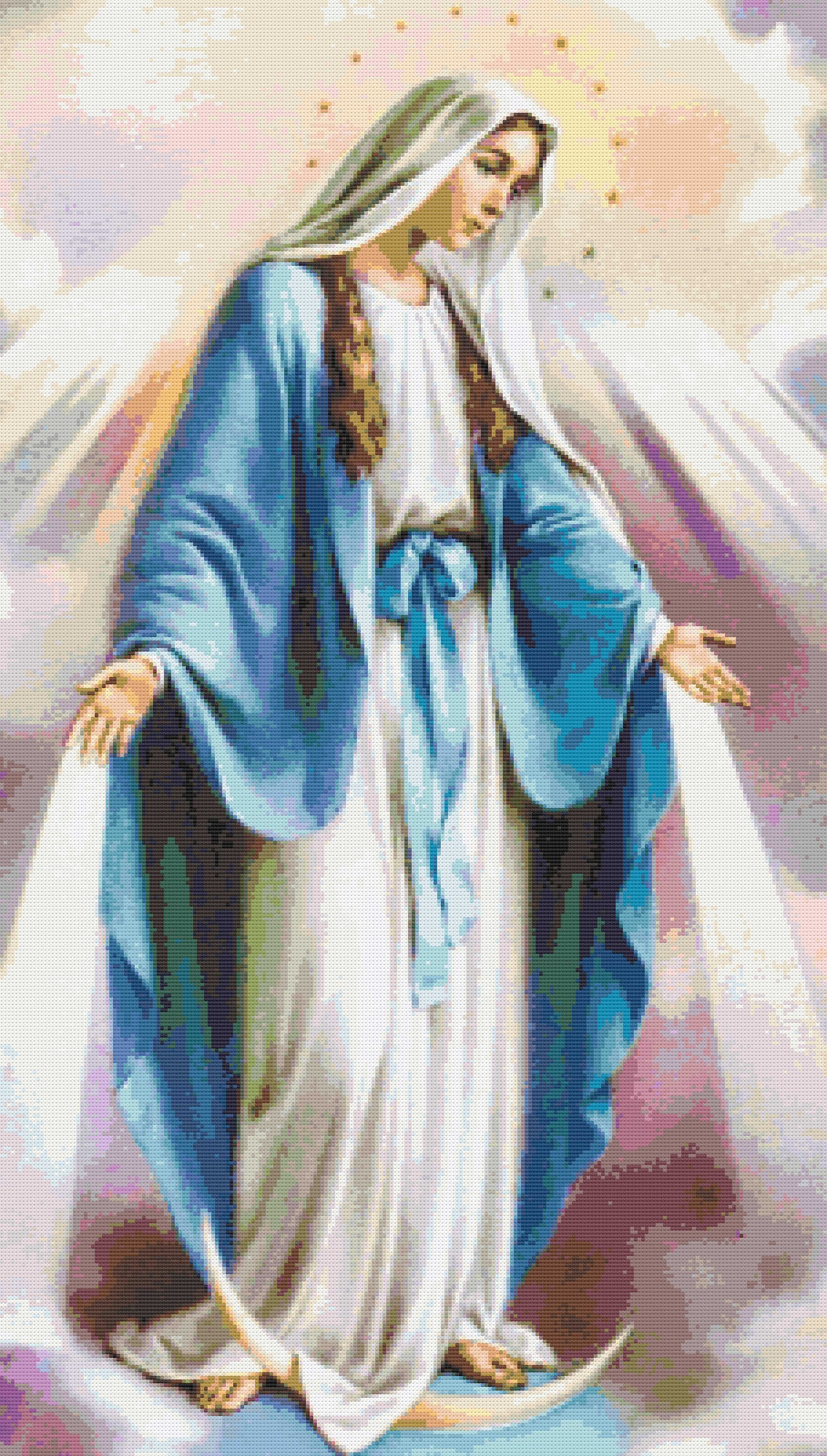 Sacred Virgin Mary Cross Stitch Pattern - Mother of God Counted Cross ...