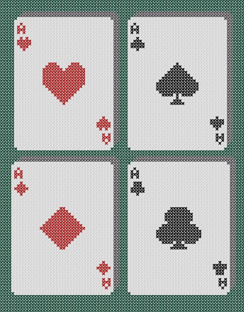 All Aces Counted Cross Stitch Pattern - Playing Cards Cross-stitch ...