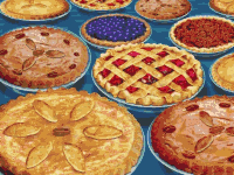 Perfect Pies Counted Cross Stitch Pattern - Thanksgiving Pie Pixel Art ...