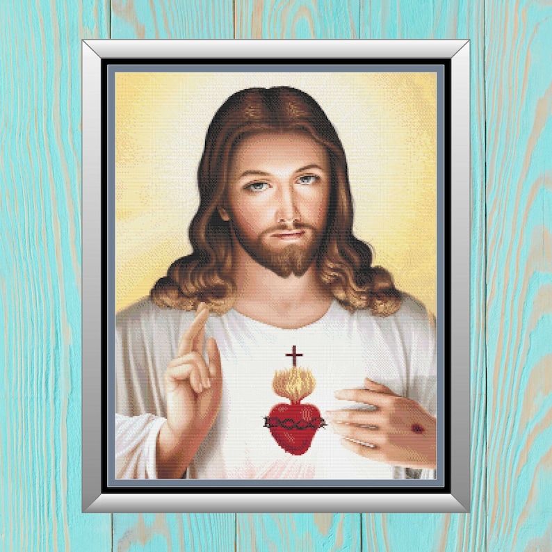 Divine Mercy of Jesus Cross Stitch Pattern, Biblical Sacred Heart ...