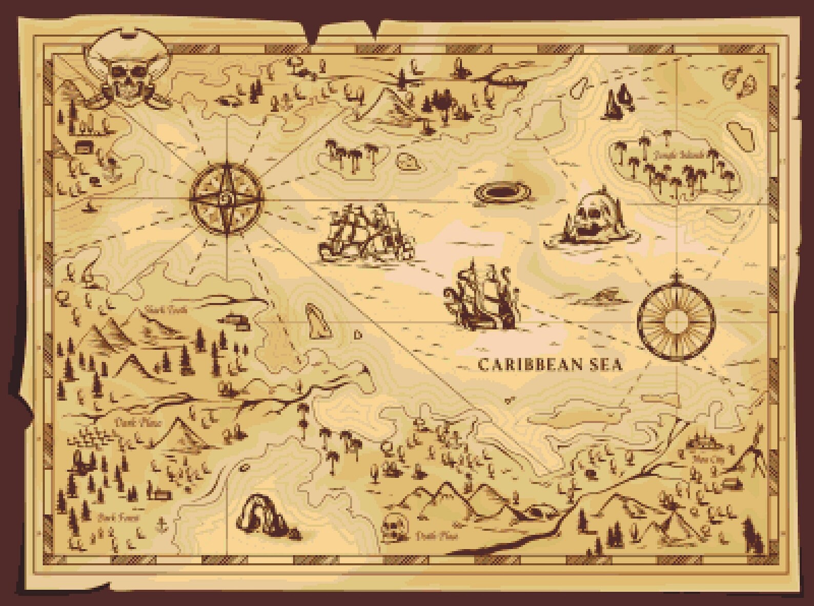 Pirate Treasure Map Cross Stitch Pattern - Cartographer Gift Counted ...