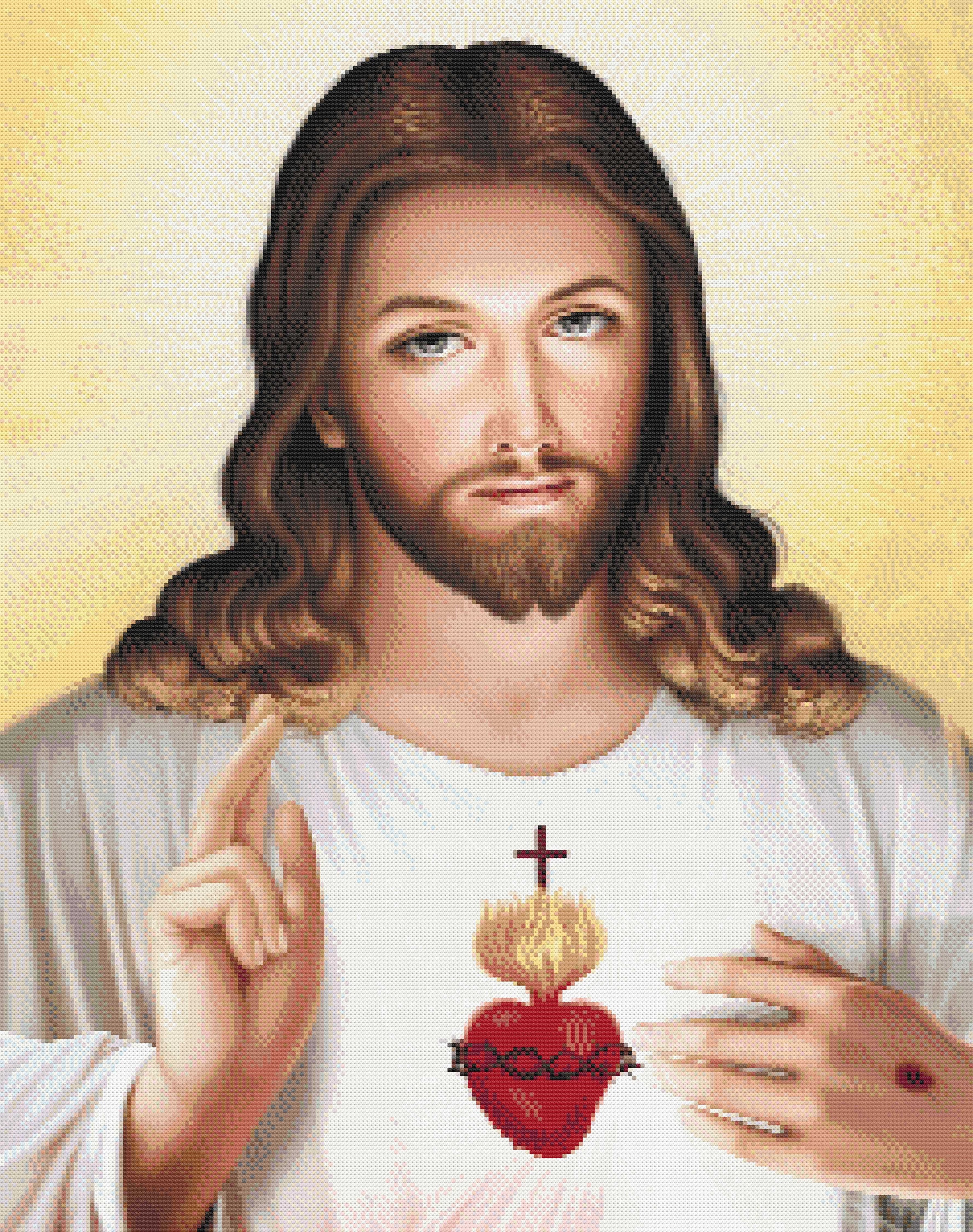Divine Mercy of Jesus Cross Stitch Pattern, Biblical Sacred Heart ...