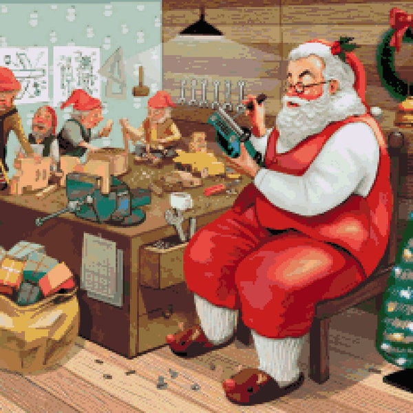 Santa Pixel Art - Etsy