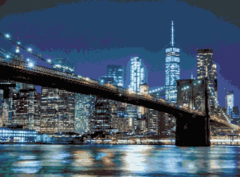 New York Counted Cross Stitch Pattern - City Skyline Pixel Art Pattern ...