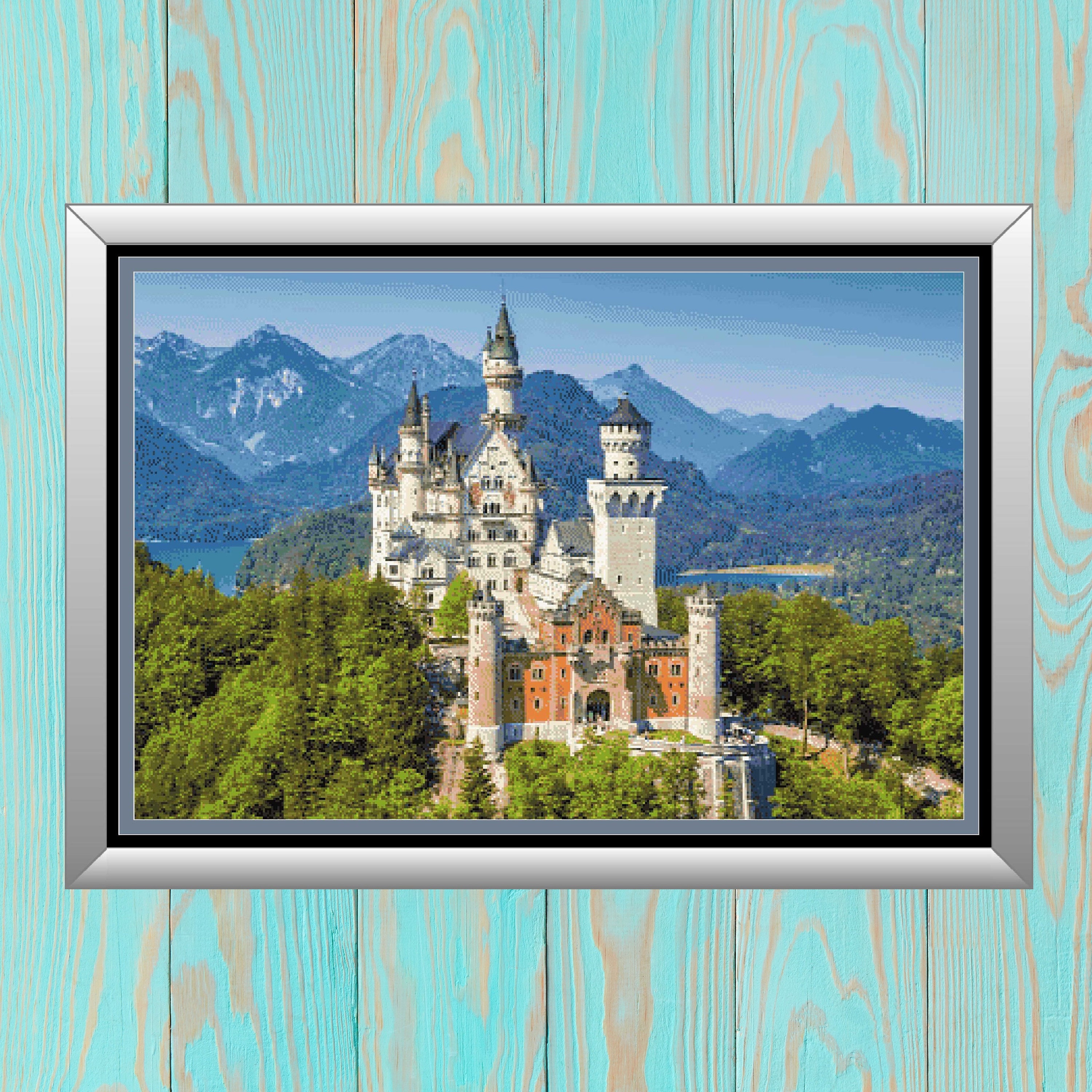Schloss Neuschwanstein Castle Cross Stitch Pattern Bavaria Germany ...