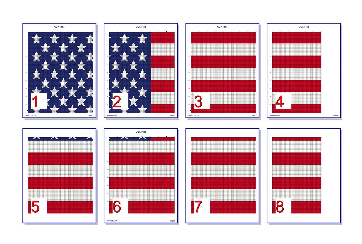 American Flag Cross Stitch Pattern - USA United States Counted Cross ...