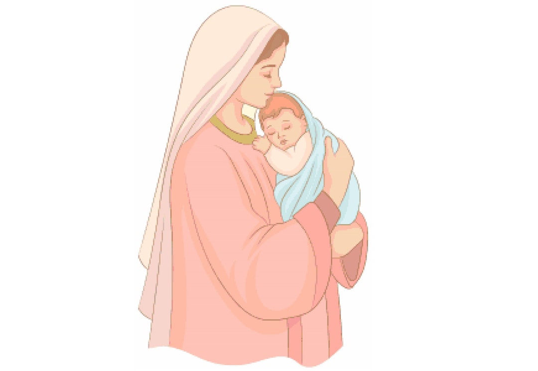 Virgin Mary Mother and Child Jesus Counted Cross Stitch Pattern ...