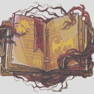 Fantasy Wizard's Spellbook Cross Stitch Pattern, Witch Magical Spell ...