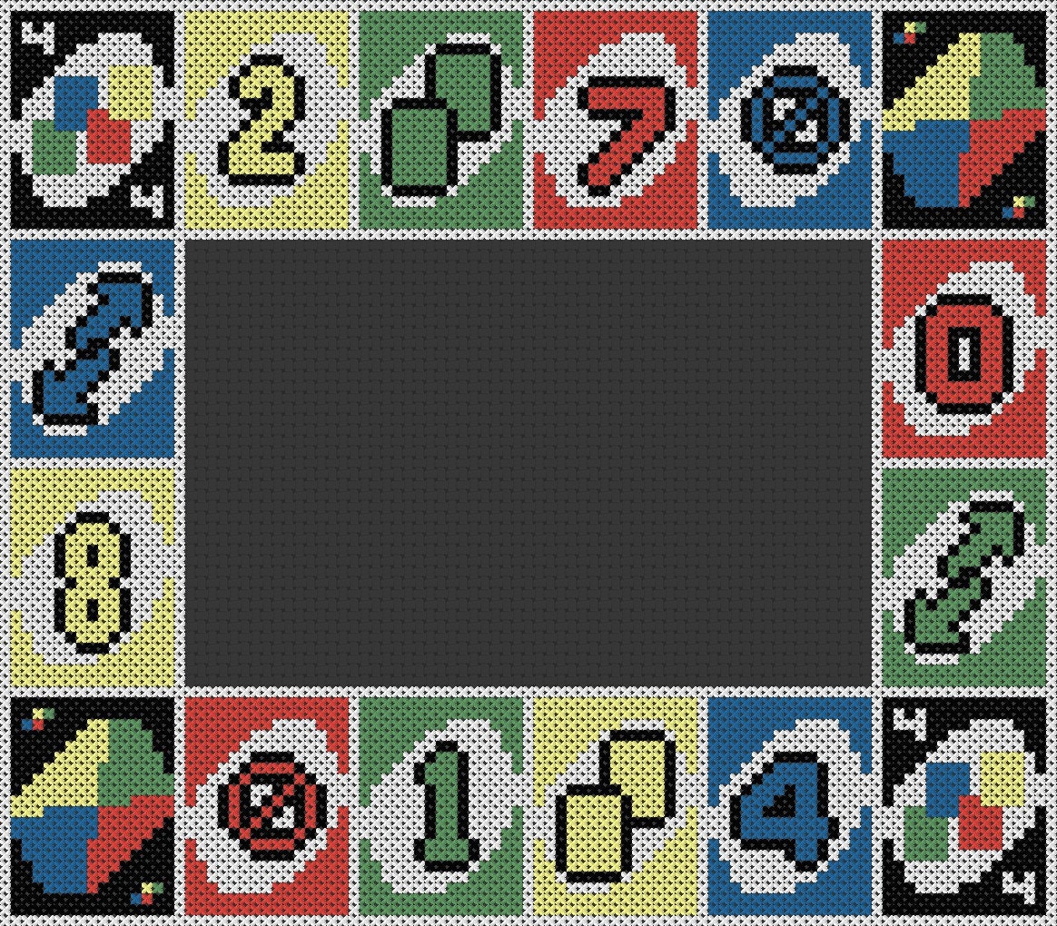 Uno Card Picture Frame Cross Stitch Pattern, Family Game Night Tribute ...