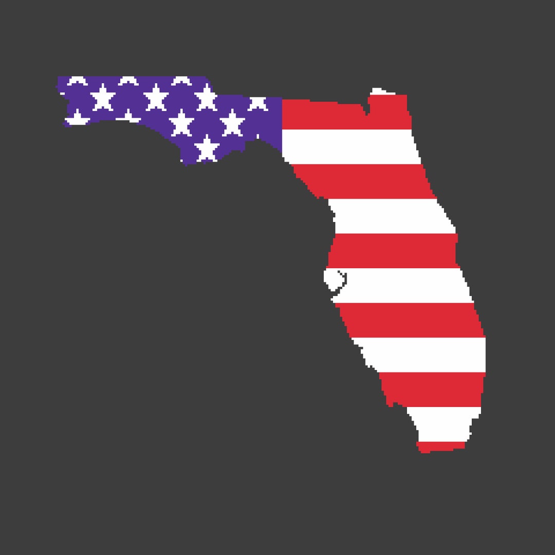 State of Florida Map Cross Stitch Pattern - USA American Flag Counted ...