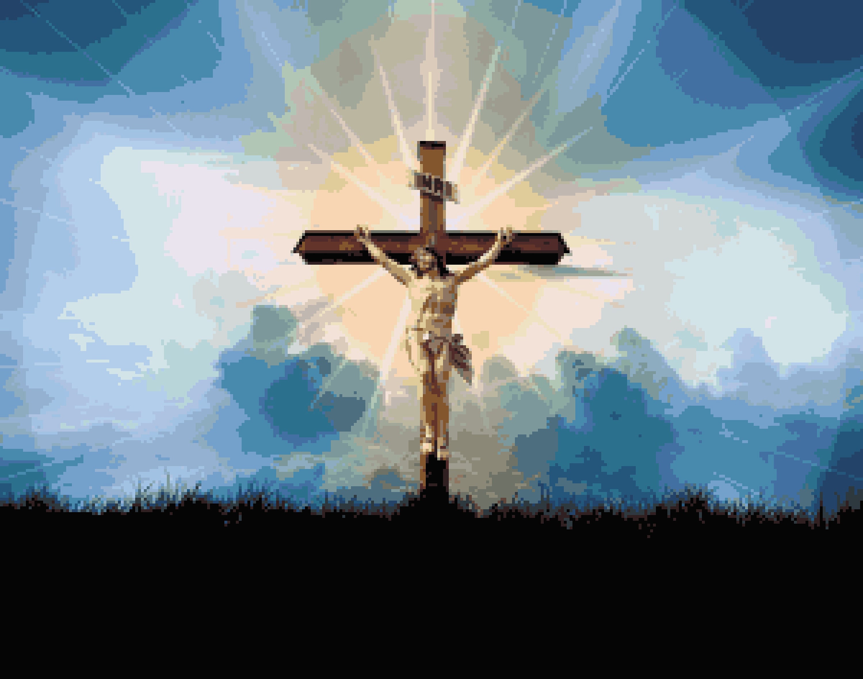 Easter Morning Resurrection Counted Cross-stitch Pattern - Jesus on the ...