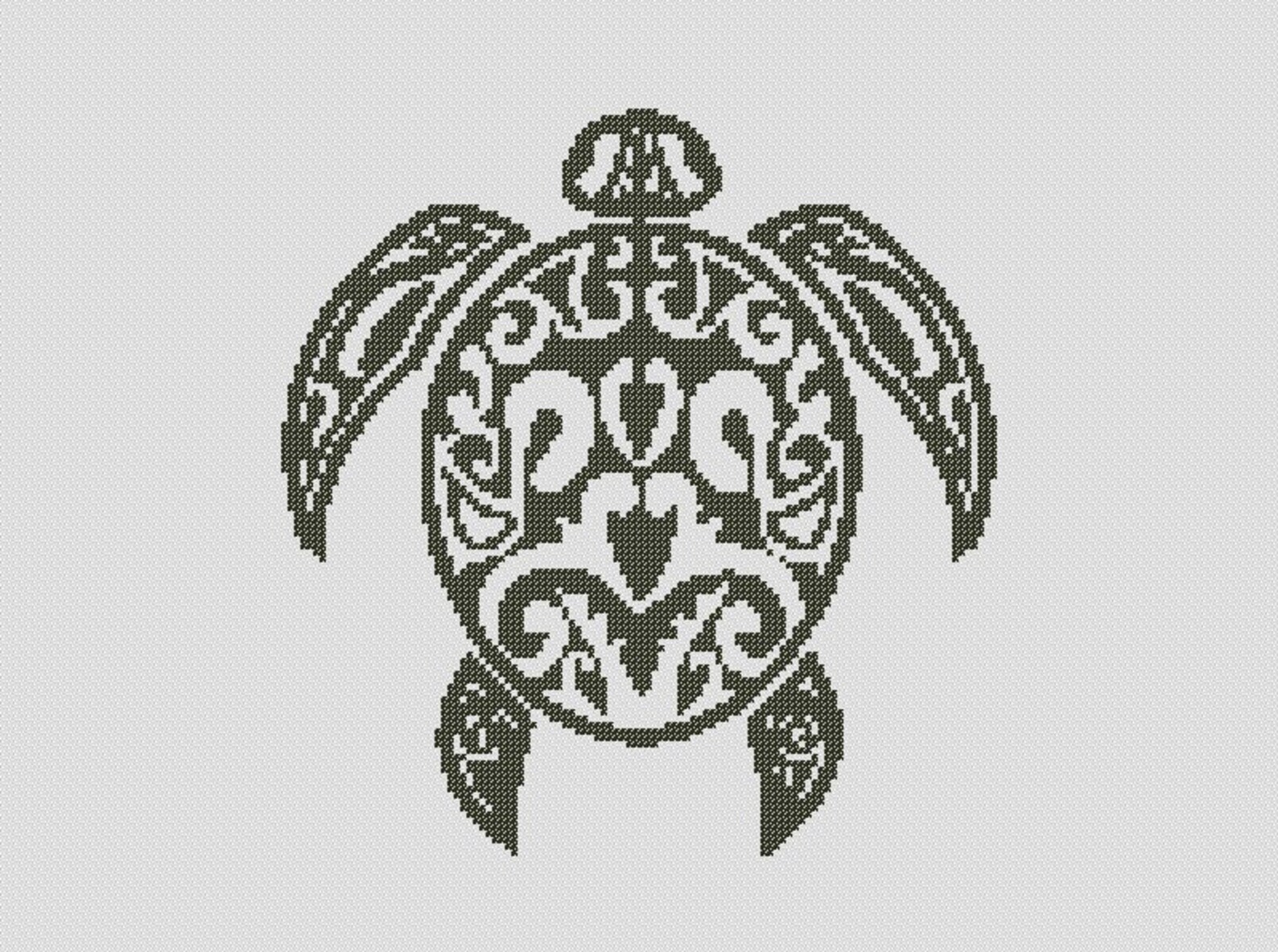 Turtle Outline Counted Cross Stitch Pattern - Sea Turtle Pixel Art ...