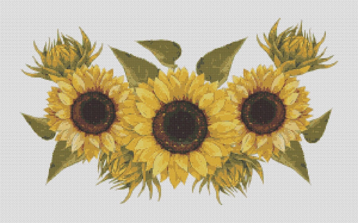 Sunflower Trio Counted Cross Stitch Pattern Summer Sun - Etsy