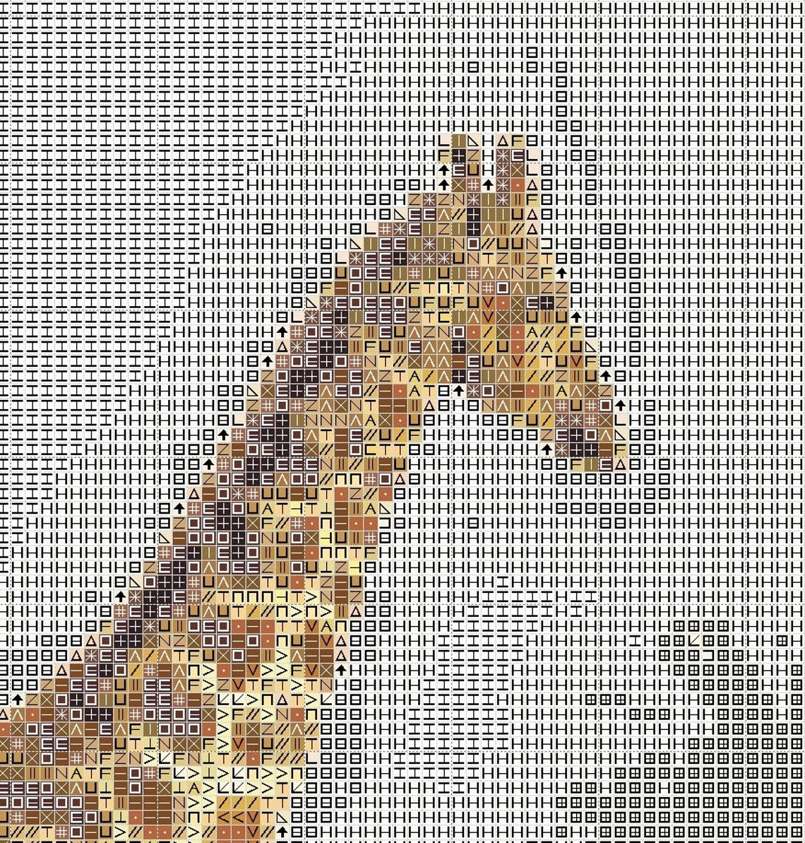 Wandering Giraffe Counted Cross Stitch Pattern - Giraffe Pixel Art ...
