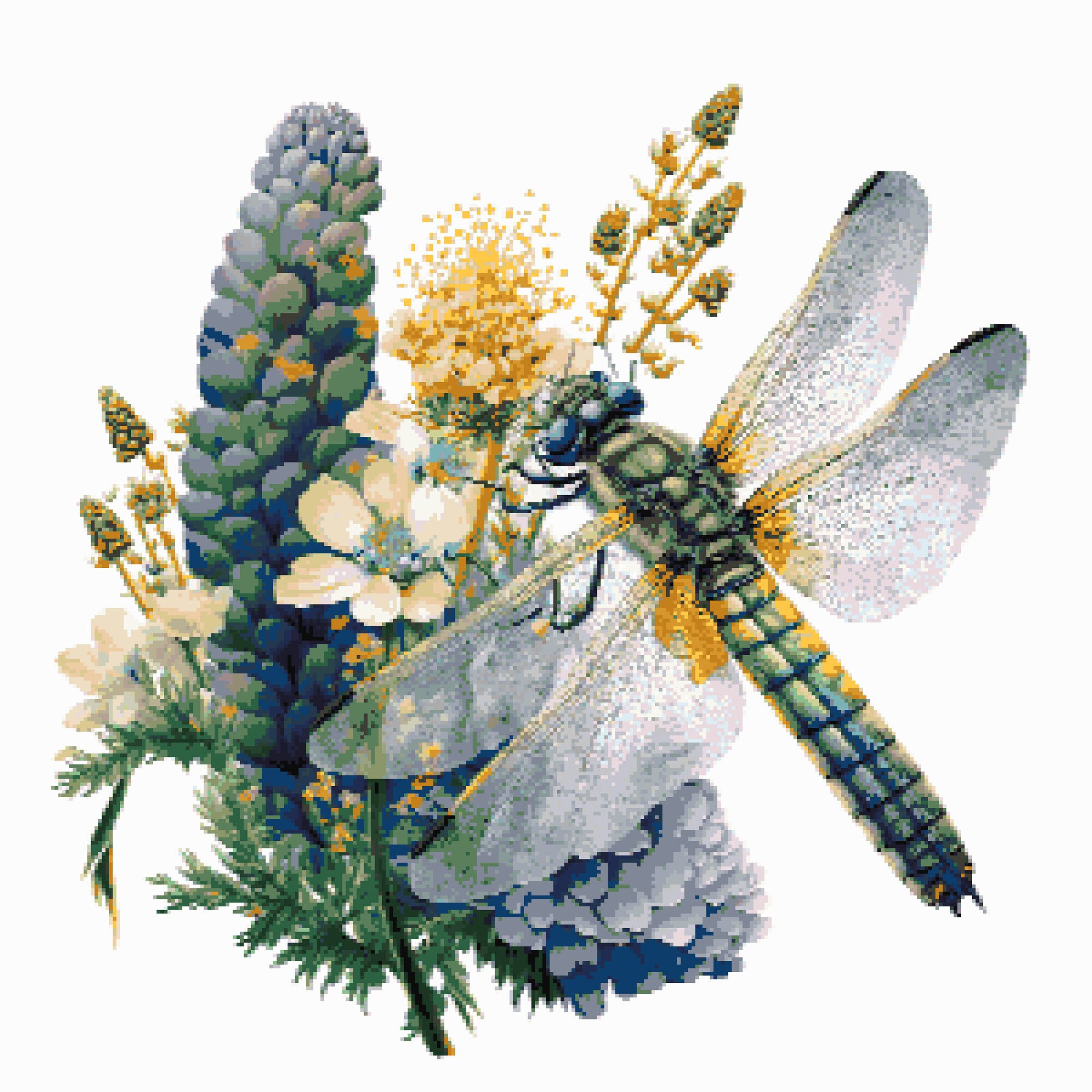 Dragonfly With Flowers Cross Stitch Pattern Dragon Fly - Etsy