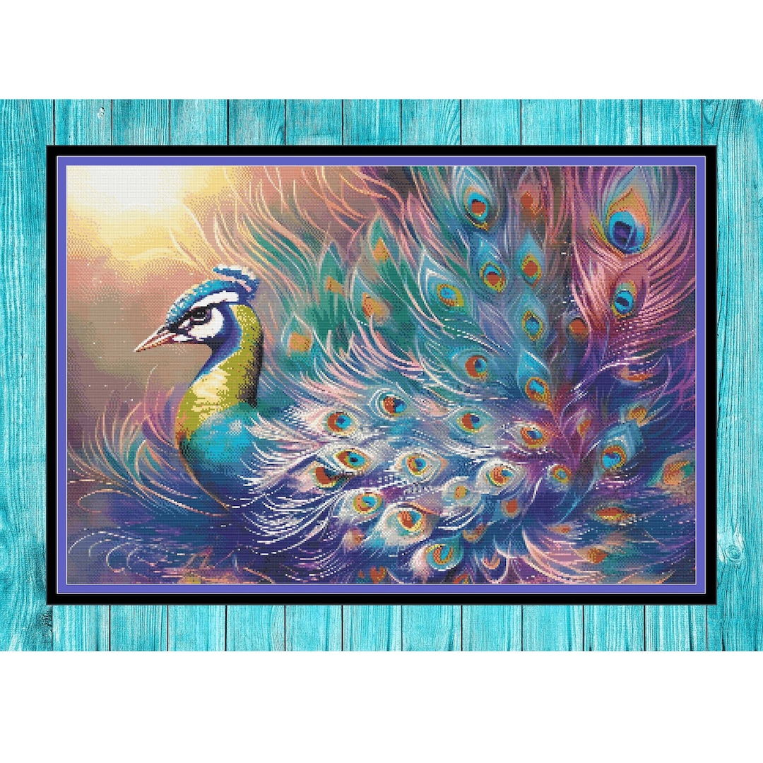 Watercolor Peacock Counted Cross Stitch Pattern Colorful Bird Cross ...