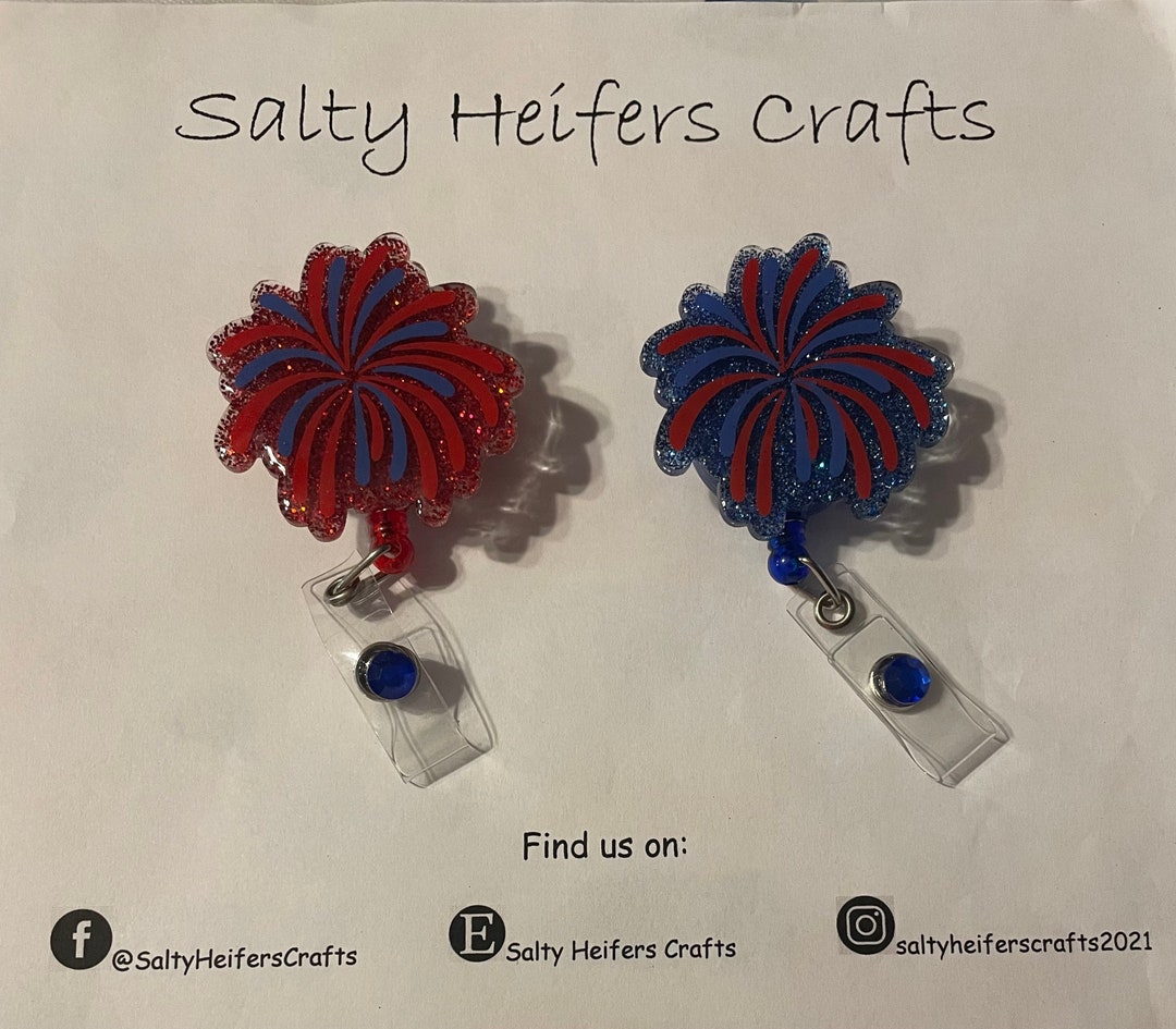 Fireworks Badge Reel Fourth of July Badge Reel Secret - Etsy