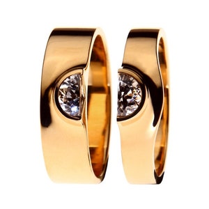 Split-a-carat Wedding Bands With Natural White Sapphire in 14k Gold ...