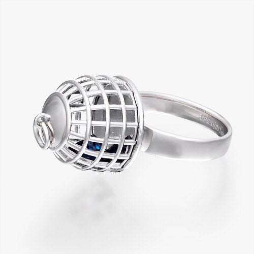 Openjart Cage Ring in Sterling Silver With a Freemoving Lab-grown ...