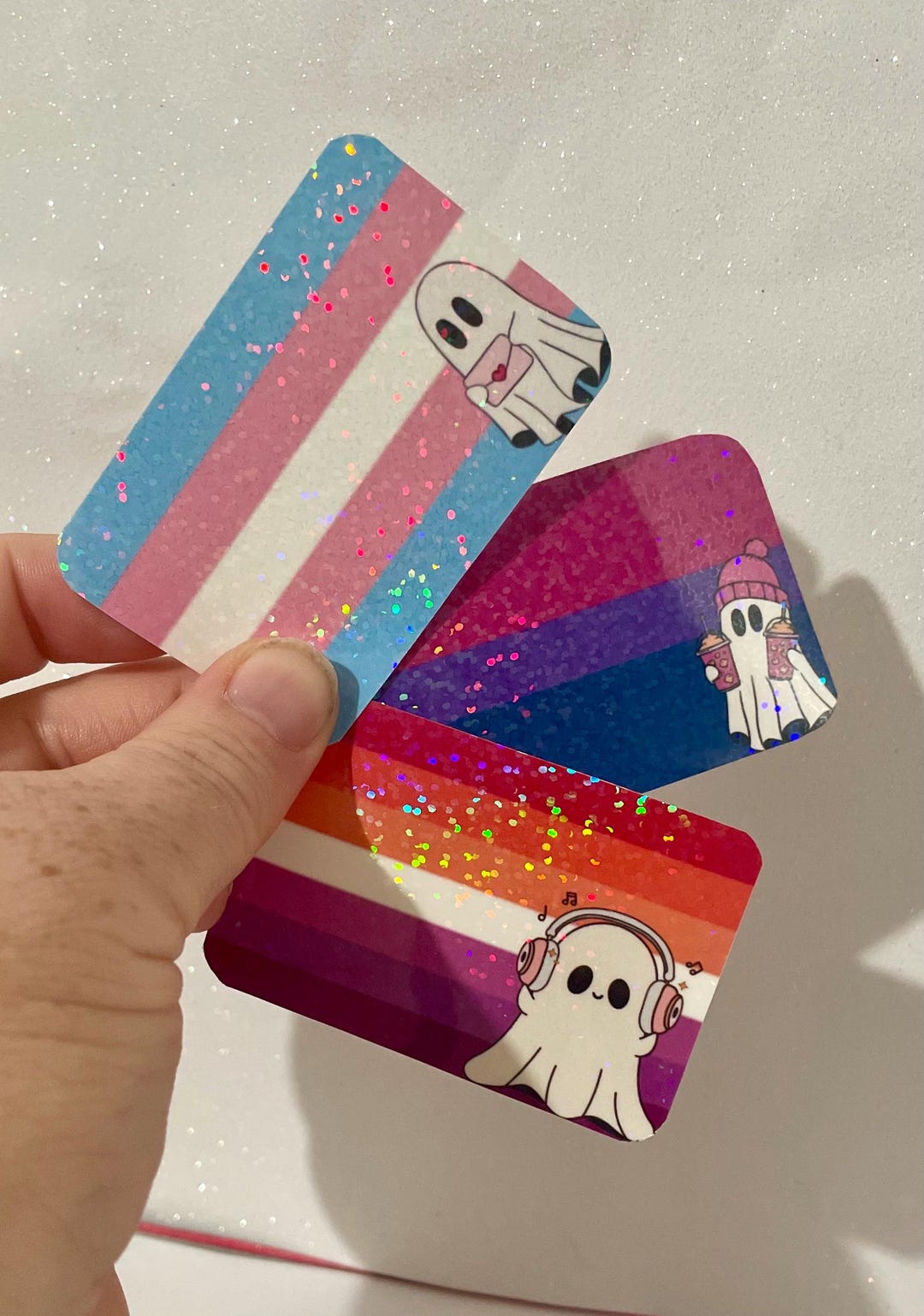 Holographic Pride Flags With Ghosties Lgbt Vinyl Water Resistant ...