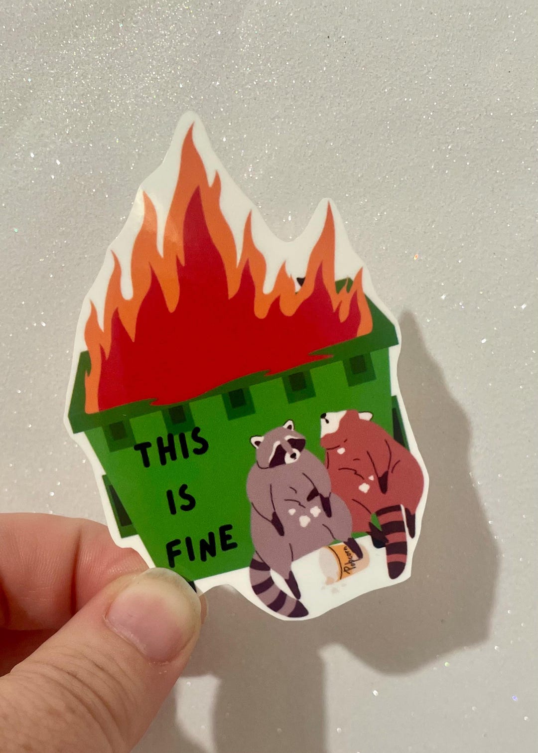 Dumpster Fire Raccoon This is Fine Vinyl Water Resistant Sticker - Etsy
