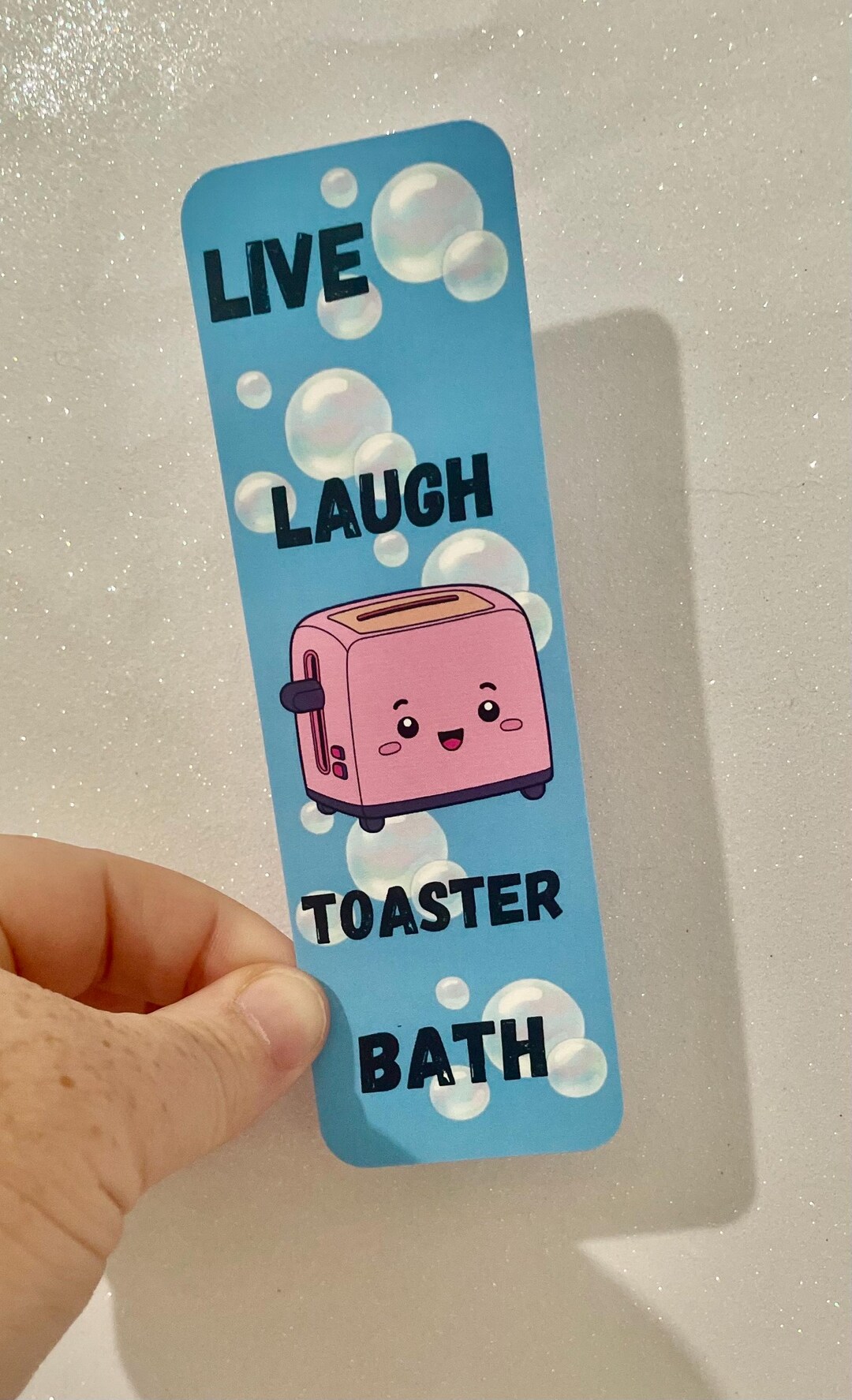 Live Laugh Toaster Bath Double Sided Sturdy Bookmark Glossy Front and ...