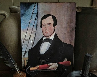 Primitive Ship Captain Portrait - Etsy