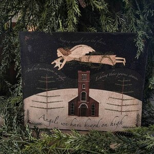 PRIMITIVE CHRISTMAS ANGEL Portrait on 8x10 Canvas Primitive Christmas ...