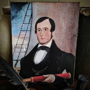 Colonial Ship Captain Portrait on 8x10 Canvas Primitive Portrait ...