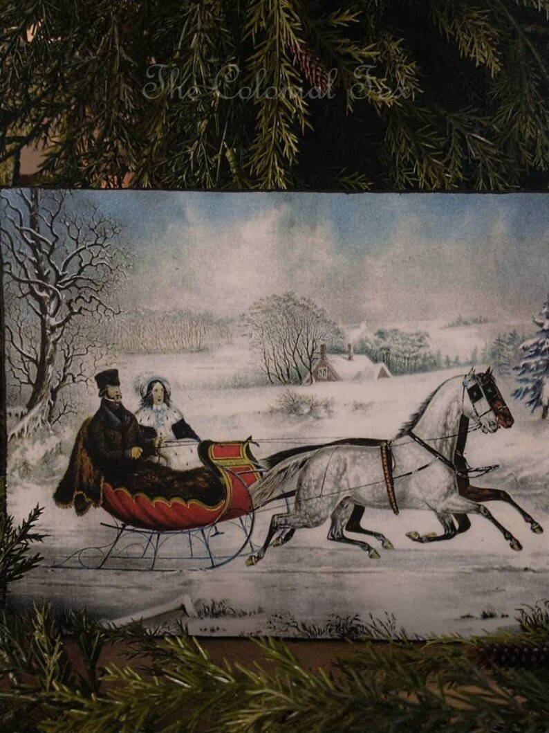 CURRIER and IVES CHRISTMAS Portrait on 8x10 Canvas Primitive - Etsy