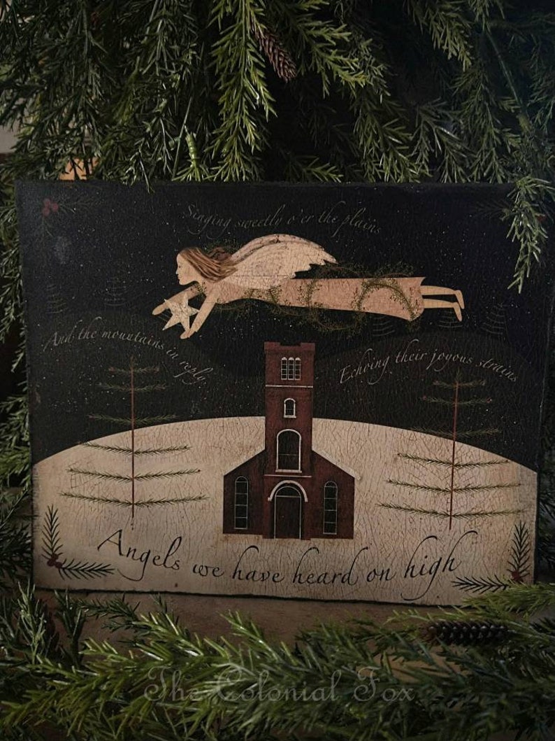 PRIMITIVE CHRISTMAS ANGEL Portrait on 8x10 Canvas Primitive - Etsy