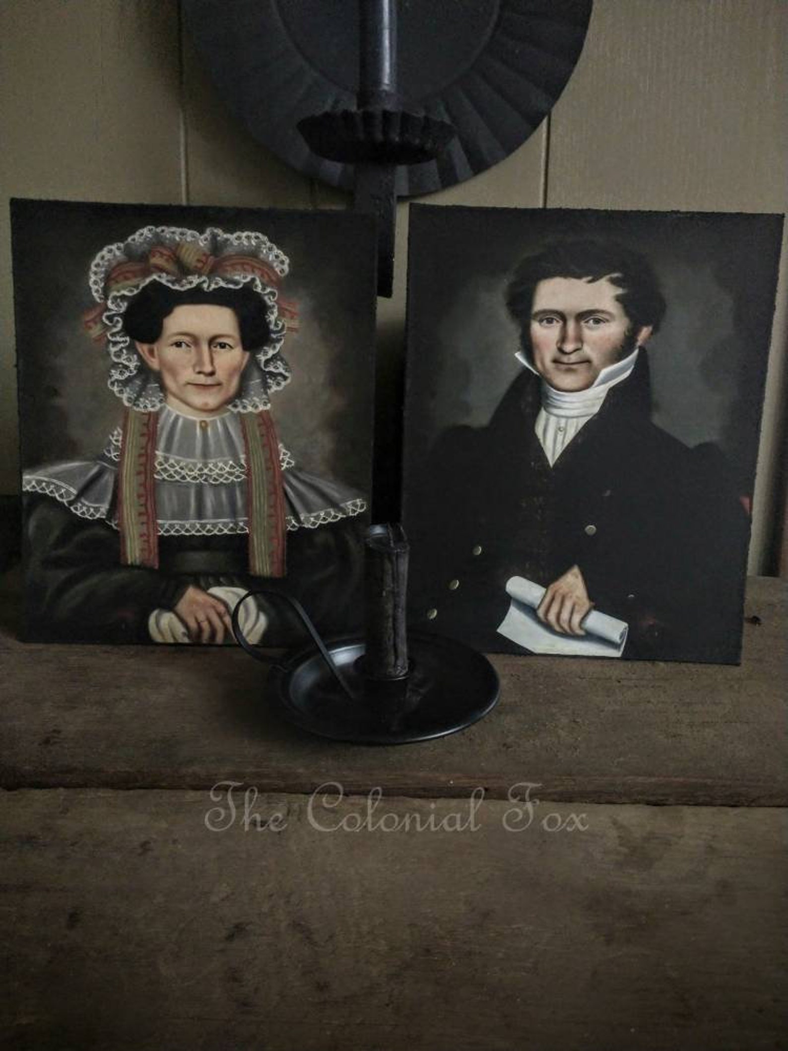 Colonial Portrait on 8x10 Canvas Primitive Portrait Folk Art - Etsy