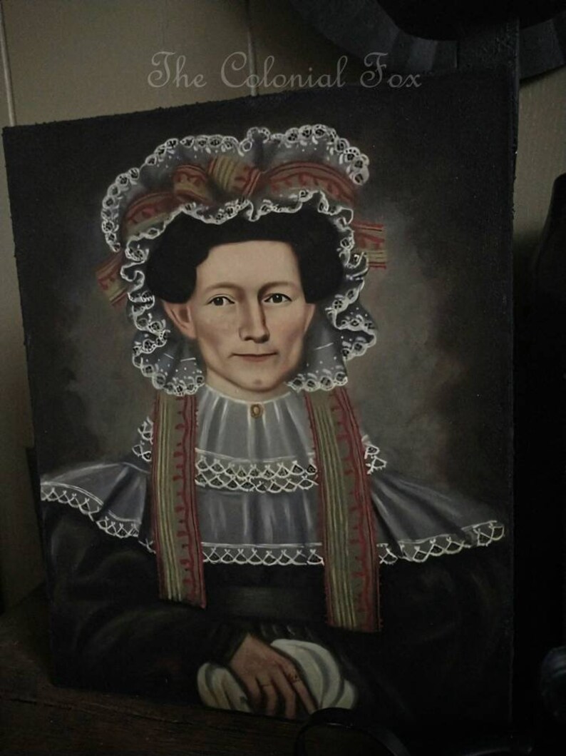 Colonial Portrait on 8x10 Canvas Primitive Portrait Folk Art - Etsy