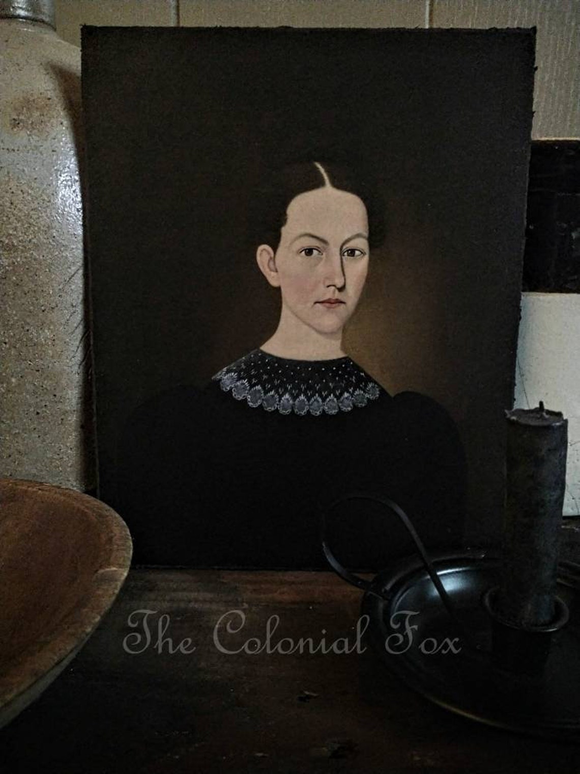 Colonial Portrait on 8x10 Canvas Primitive Portrait Folk Art - Etsy