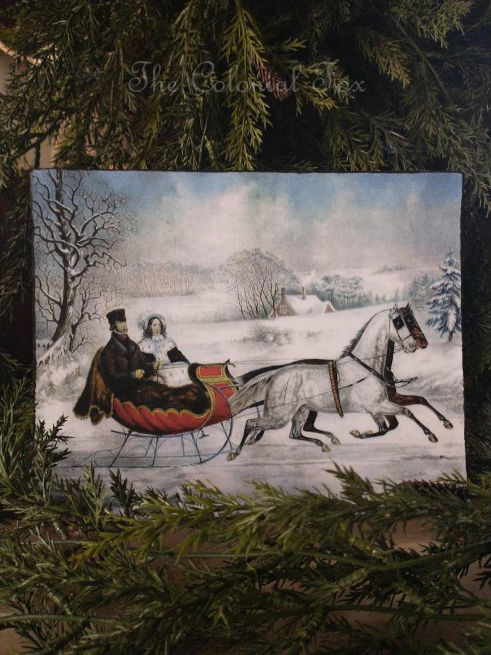 CURRIER and IVES CHRISTMAS Portrait on 8x10 Canvas Primitive - Etsy