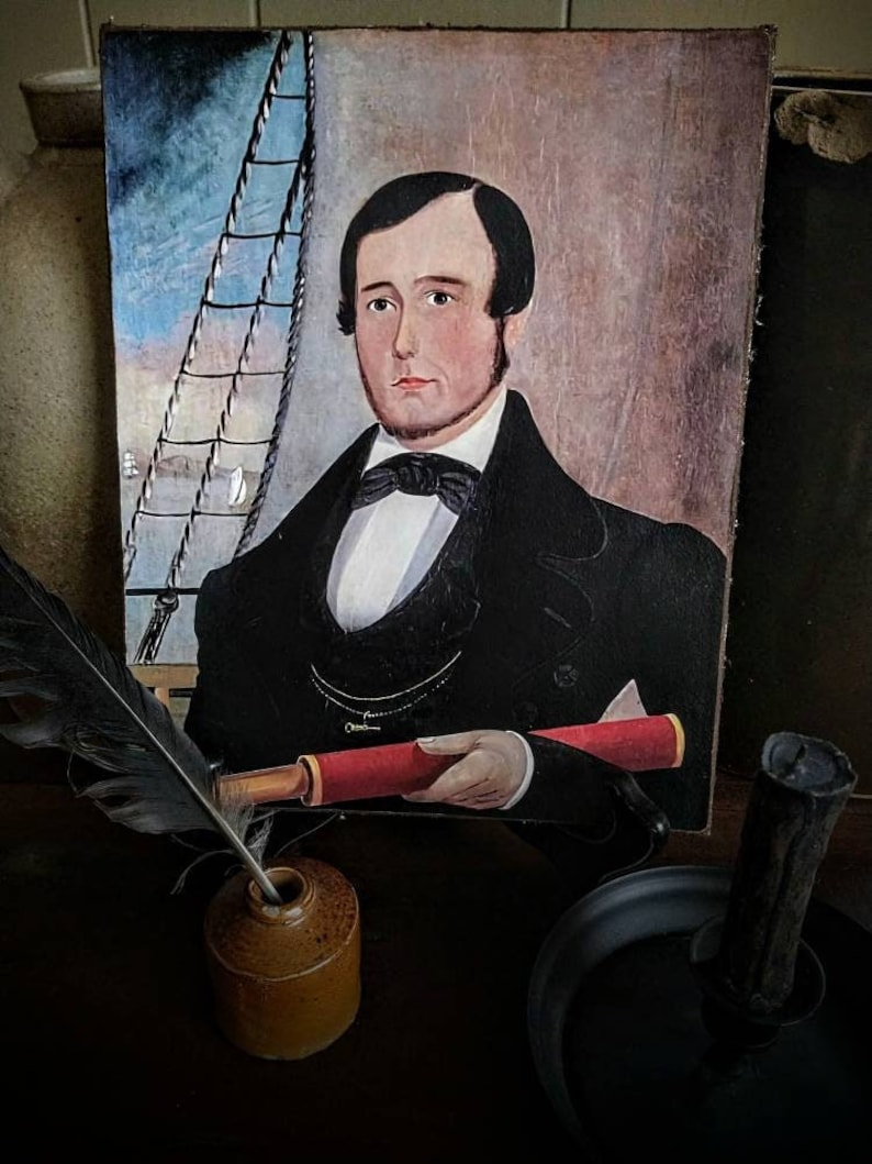 Colonial Ship Captain Portrait on 8x10 Canvas Primitive - Etsy