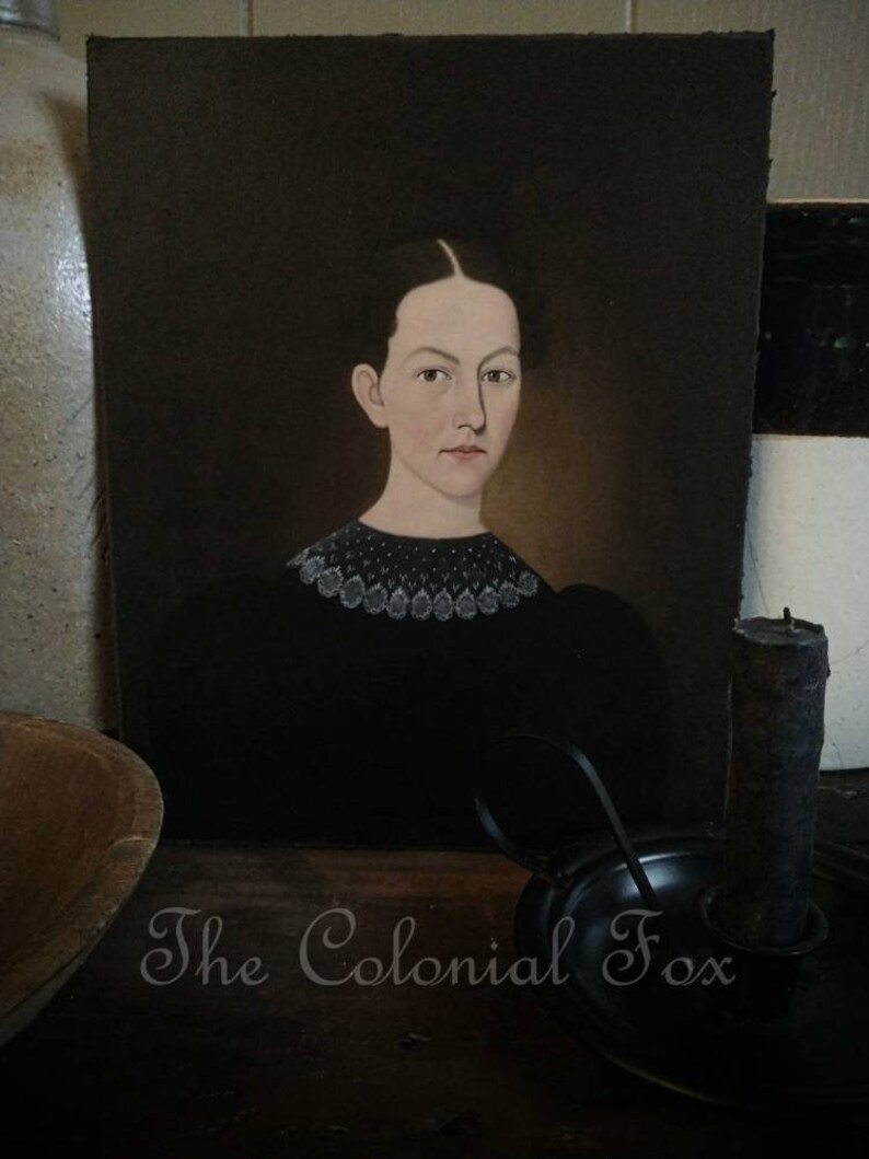 Colonial Portrait on 8x10 Canvas Primitive Portrait Folk Art - Etsy