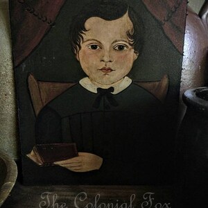 BOY WITH BOOK Colonial Portrait Primitive Portrait Folk Art Portrait ...