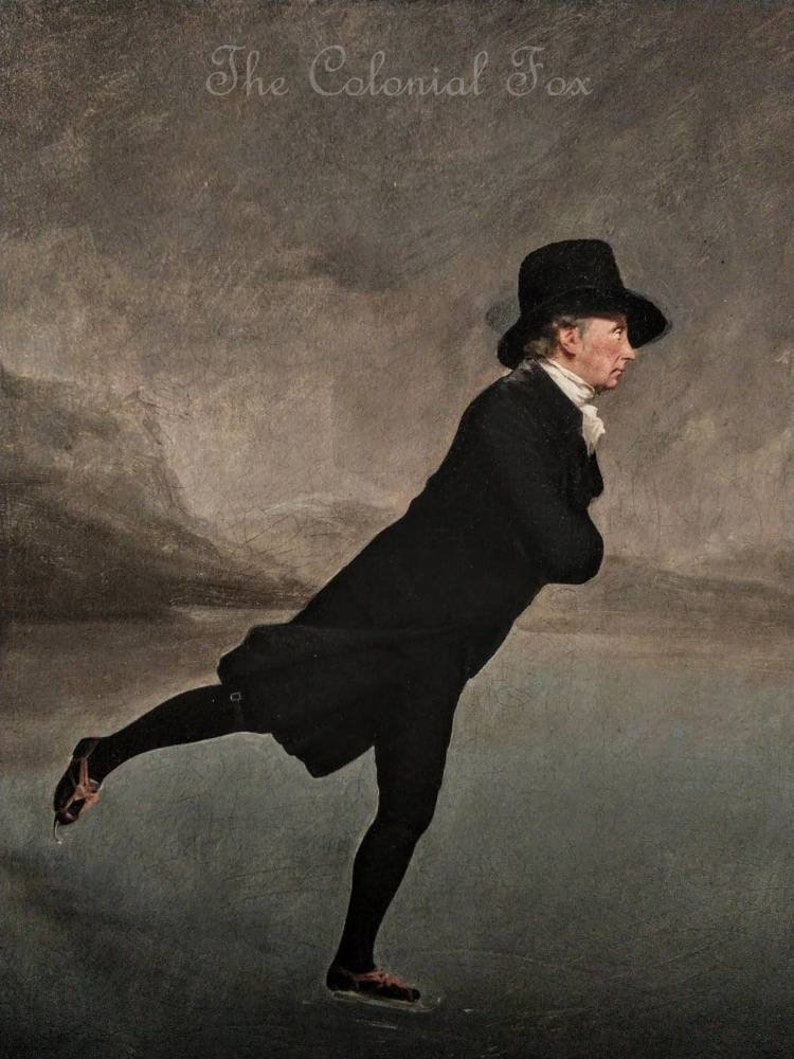 THE SKATING MINISTER Portrait on 8x10 Canvas Primitive - Etsy