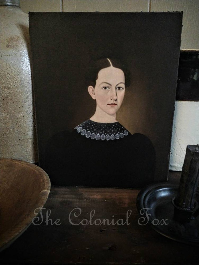 Colonial Portrait on 8x10 Canvas Primitive Portrait Folk Art - Etsy