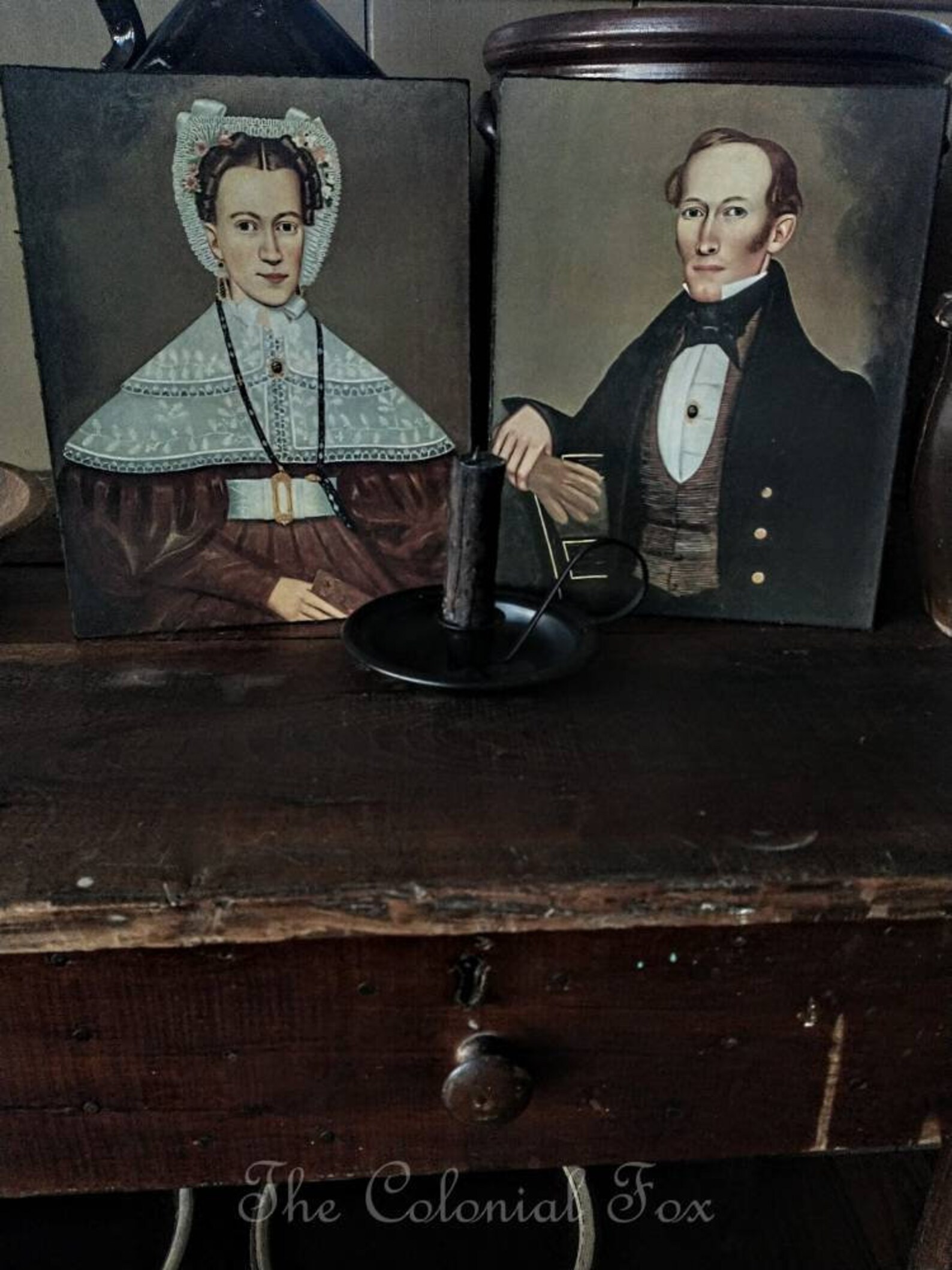 Colonial Portrait on 8x10 Canvas Primitive Portrait Folk Art - Etsy