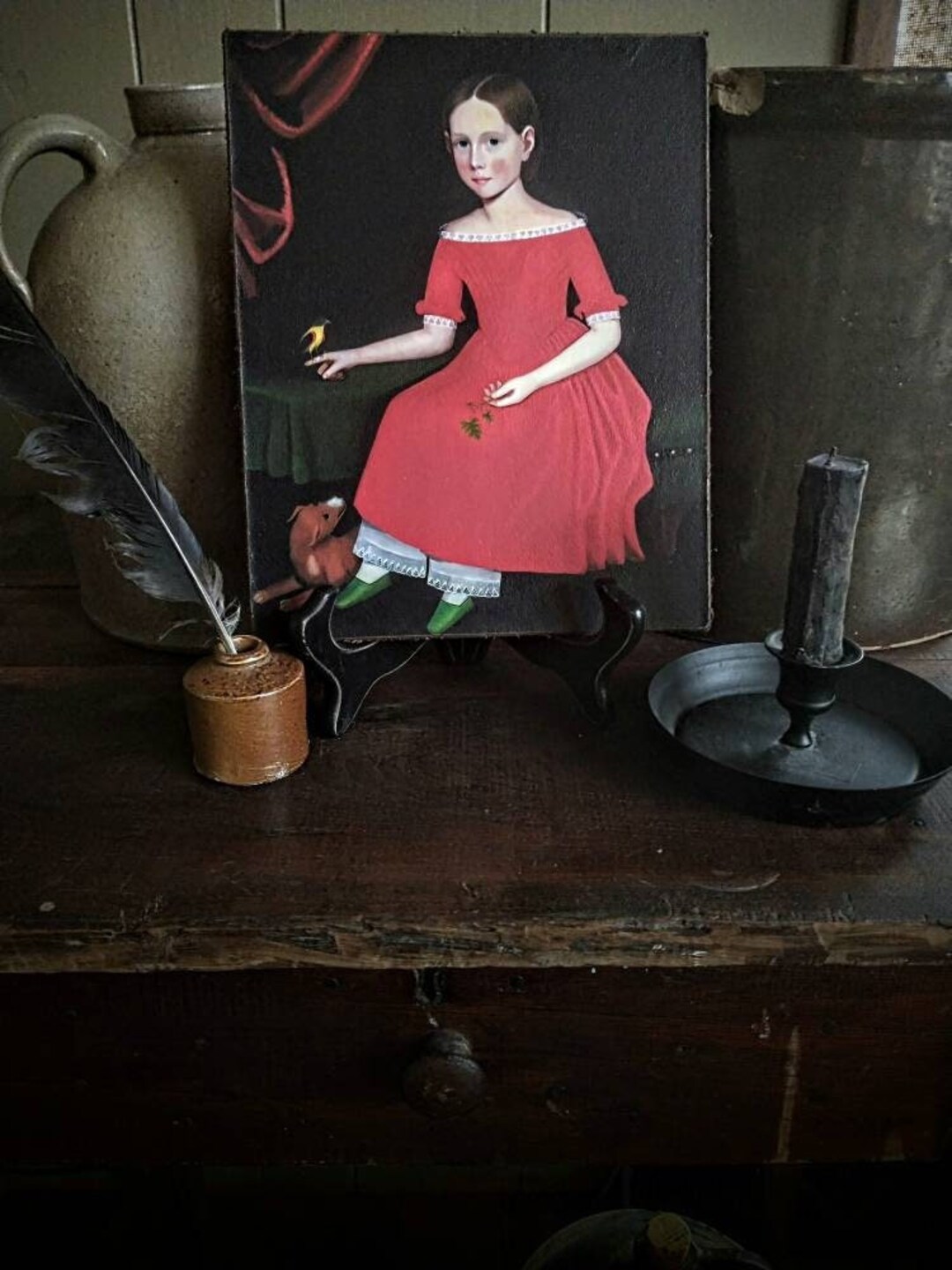 Colonial Portrait on 8x10 Canvas Primitive Portrait Folk Art Portrait ...